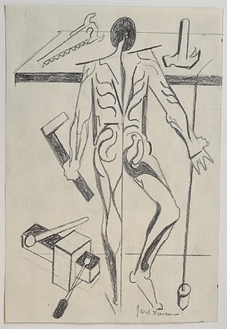 Figure Study After Vesalius Back with Plumb-Bob by Jacob Lawrence on artnet